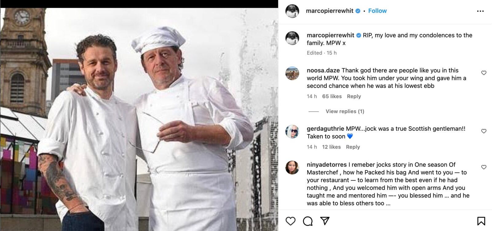 Jock Zonfrillo death: Chef Marco Pierre White breaks his silence