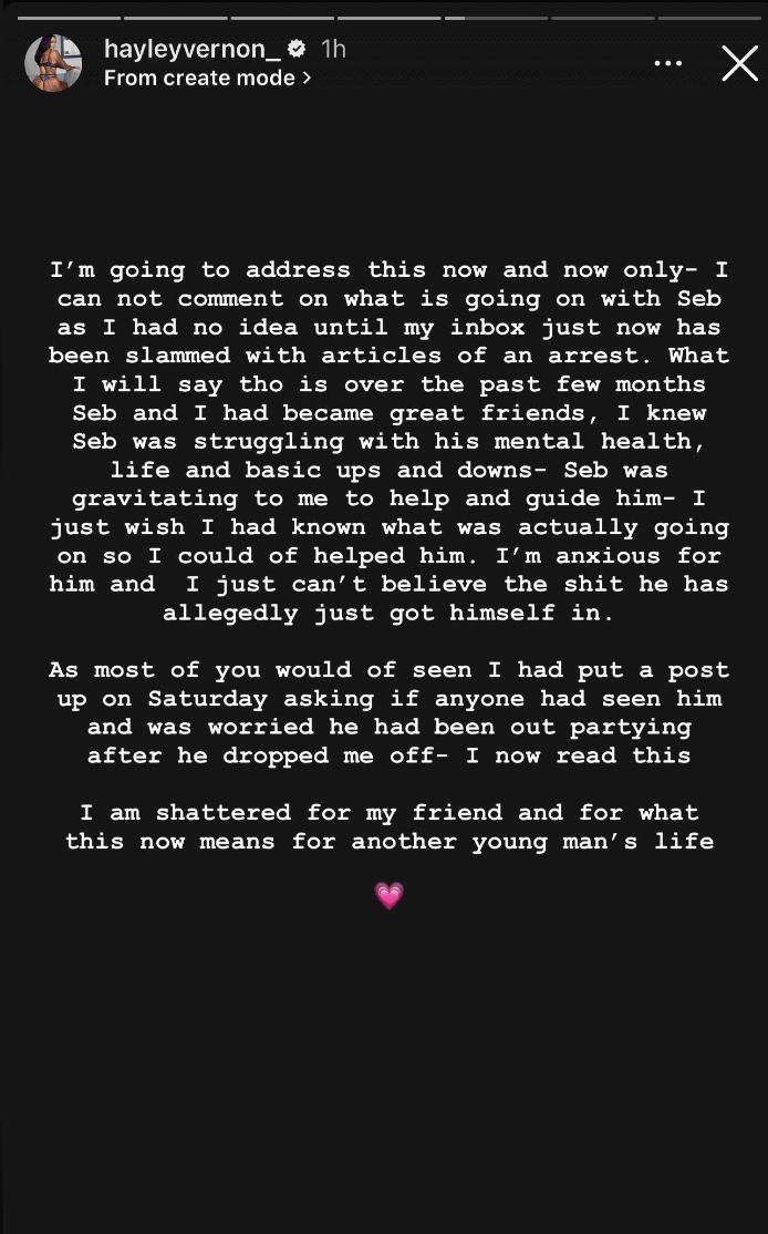 MAFS' Hayley Vernon responds to Seb Guilhaus' arrest