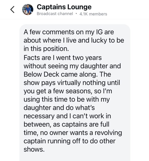 Captain Jason Chambers says Below Deck pays talent 'nothing'